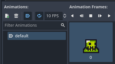 10. While "AnimatedSprite2D" is selected and the image is selected in ...